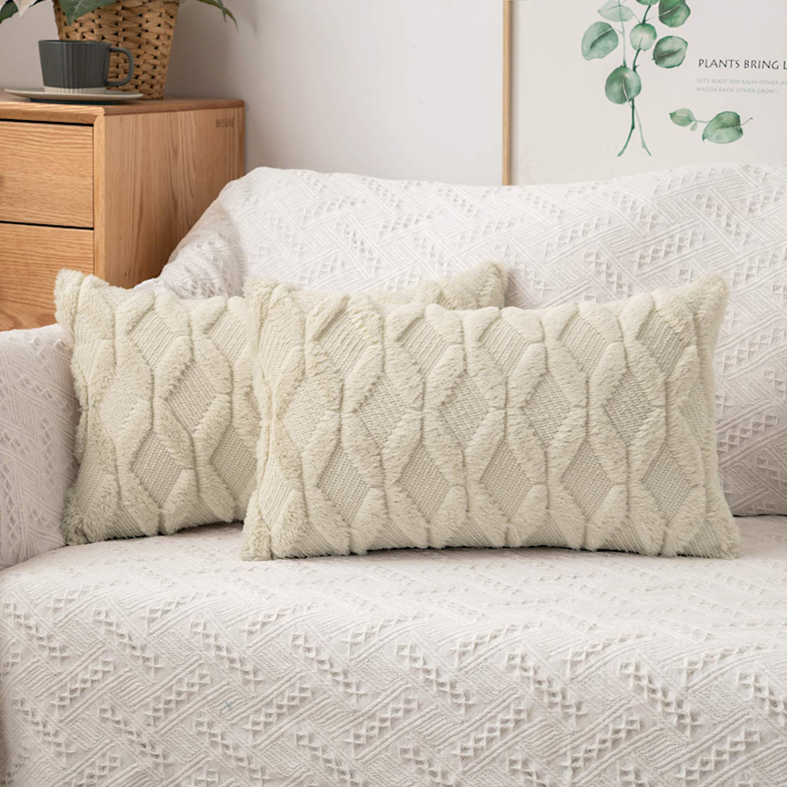 MIULEE Pack of 2 Embroidered Faux Wool Throw Pillow Covers Decorative ...