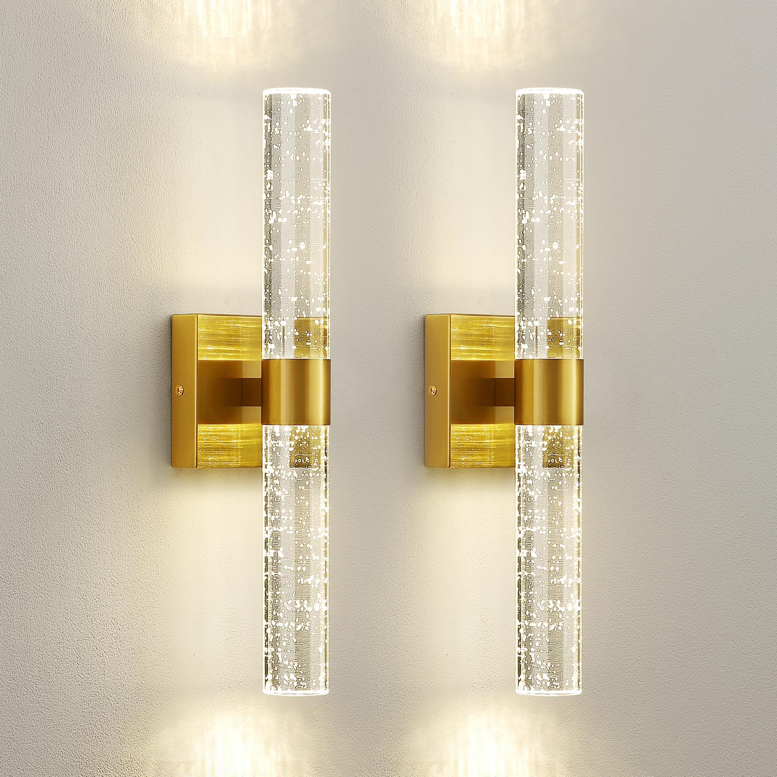 Ditoon Crystal LED Wall Sconces Set of Two, Modern Bathroom Sconces ...