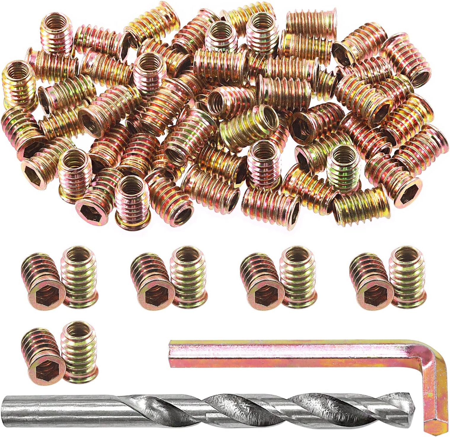 AcbbMNS 20Pcs M8 x 20mm Threaded Inserts Nuts Furniture Screw in Nut ...