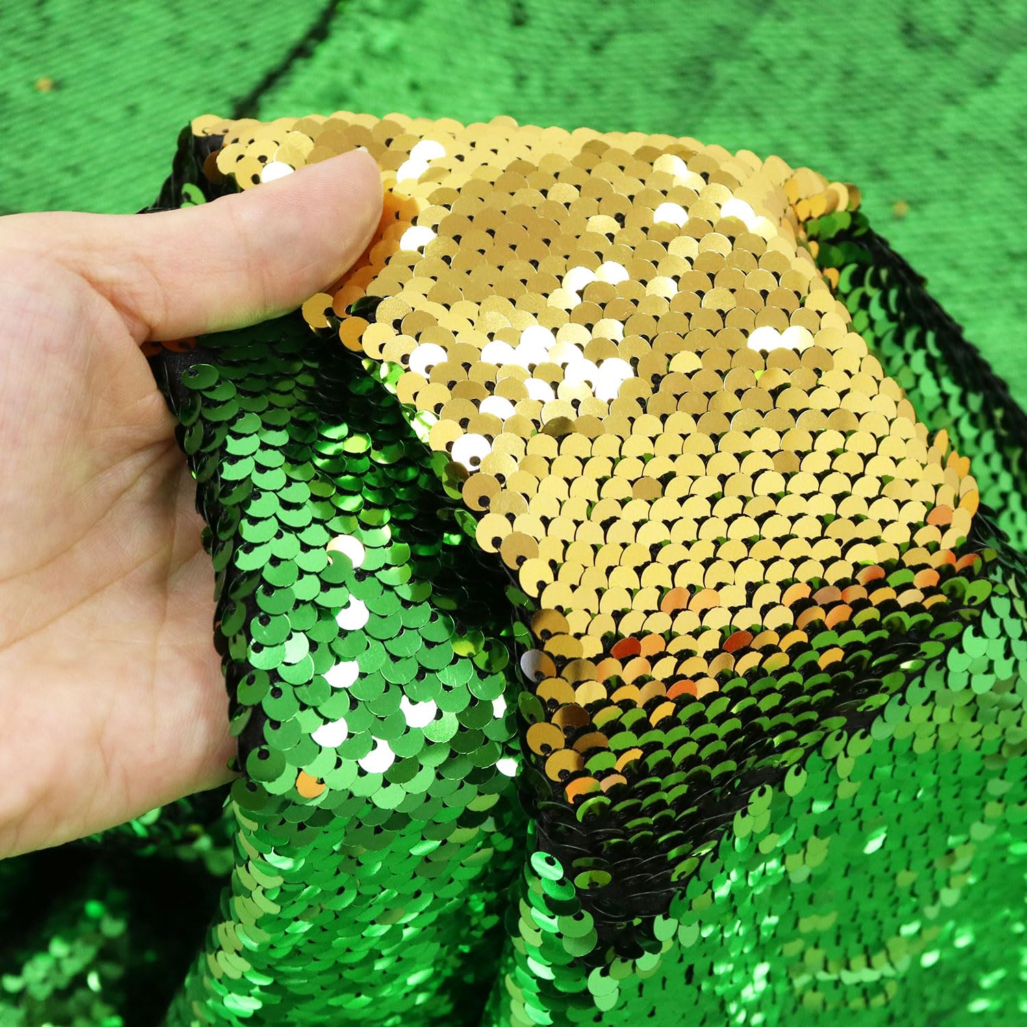 Snapklik.com : Sequin Fabric Sensory Wall Green To Gold Sequin Fabric ...
