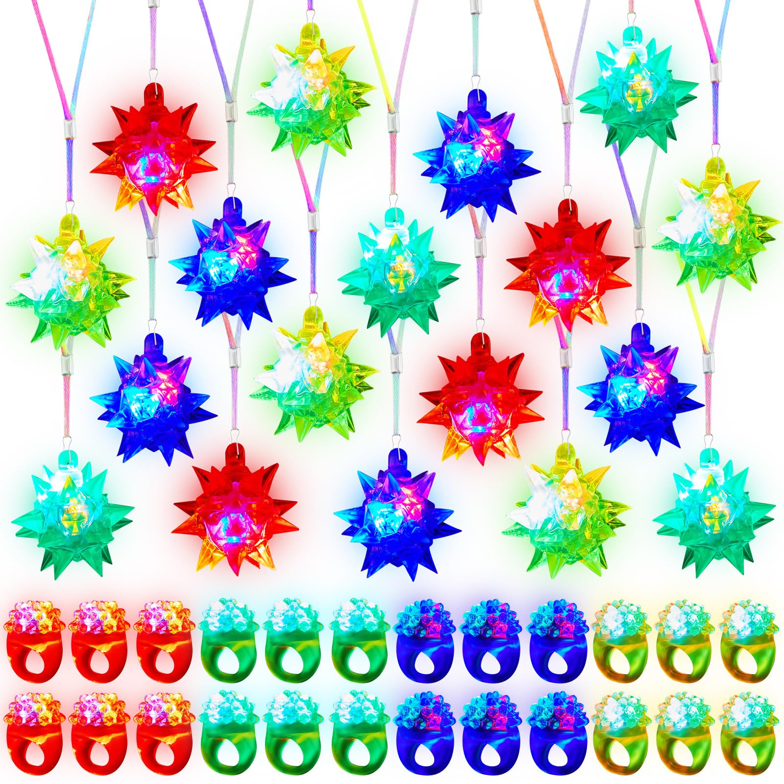 Flashing Crystal Star Necklaces Glow in The Dark Necklaces LED Jelly ...