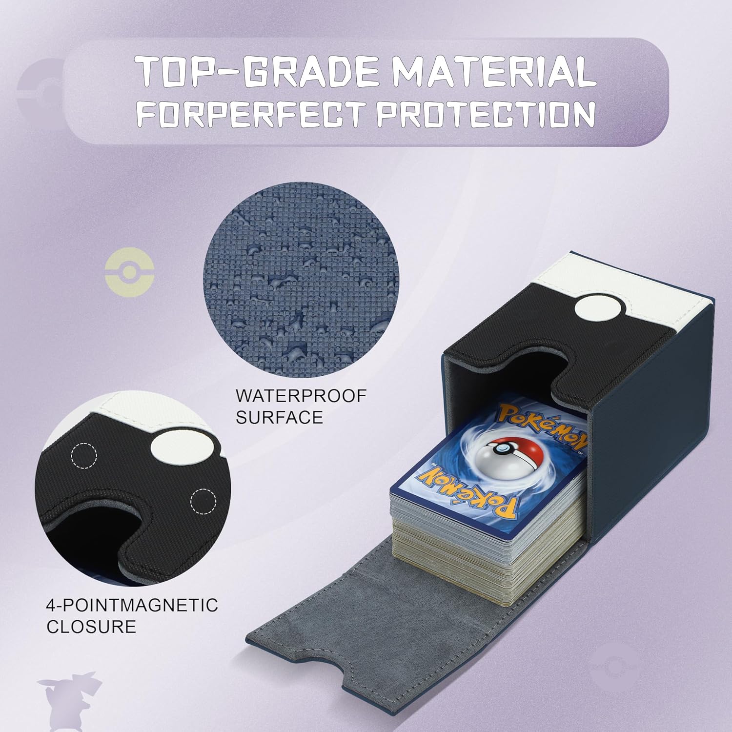 Caja de cartas para tarjetas PTCG, se adapta a más de 100 tarjetas con funda, juegos de cartas ...