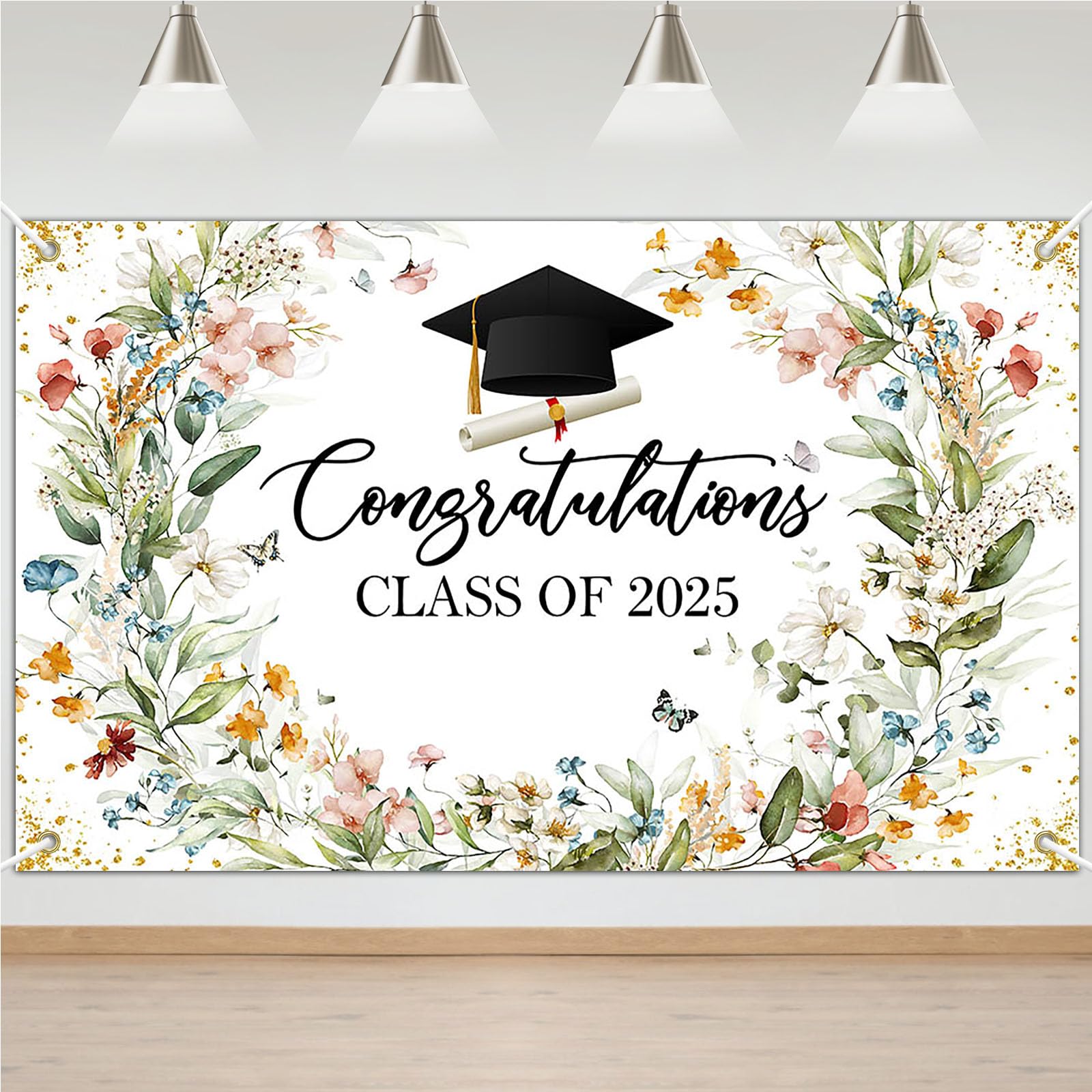 Amazon.com : Avezano Wildflower Graduation Backdrop Watercolor Floral ...