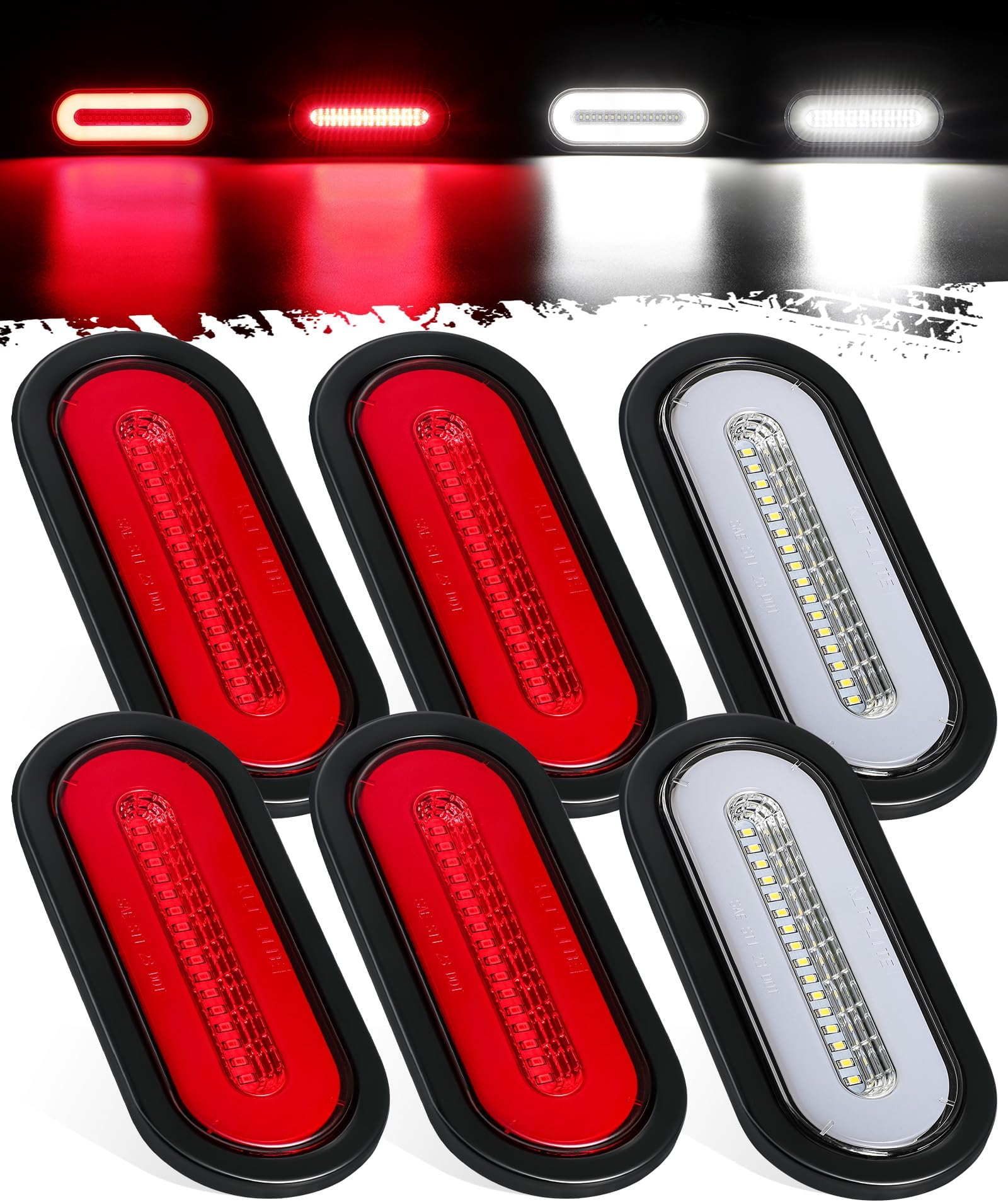 Amazon.com: Partsam 6Pcs 6 Inch Oval LED Trailer Tail Lights 4 Red 2 ...