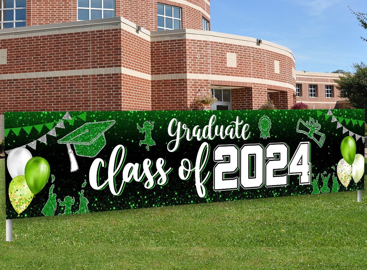 Amazon.com: Green Graduation Decorations Class of 2024 Yard Sign Banner ...
