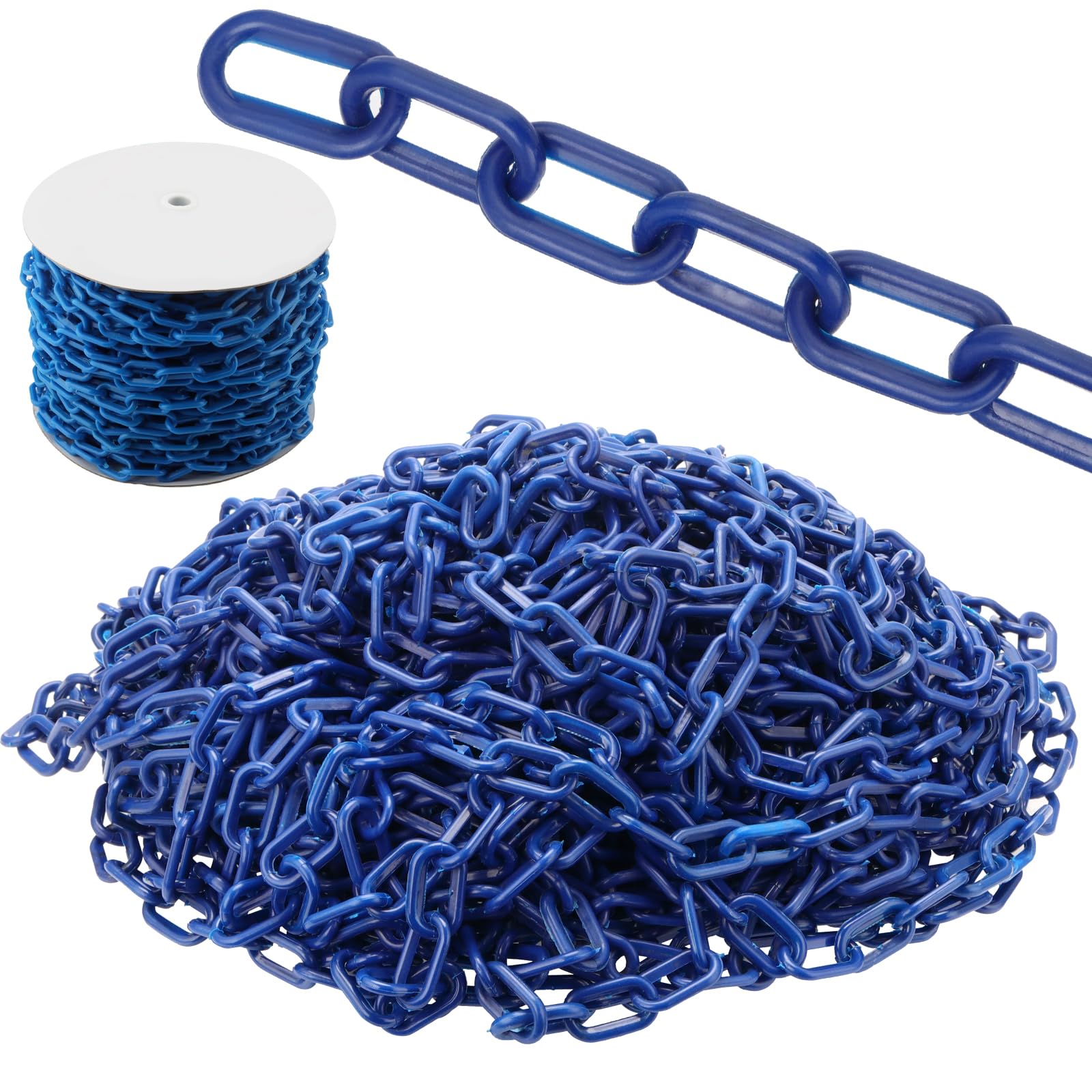 JOIKIT 164 ft x 1.4 Inch Plastic Chain Link Blue, Plastic Safety ...