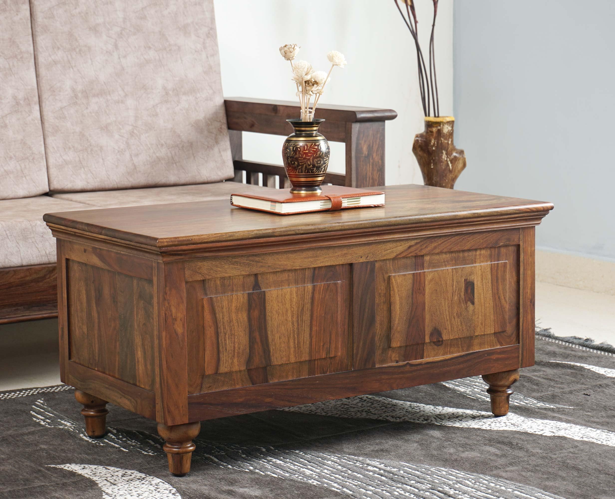 Buy SkillArts Trunk Box Sheesham Wood Sandook Storage Chest Wooden ...