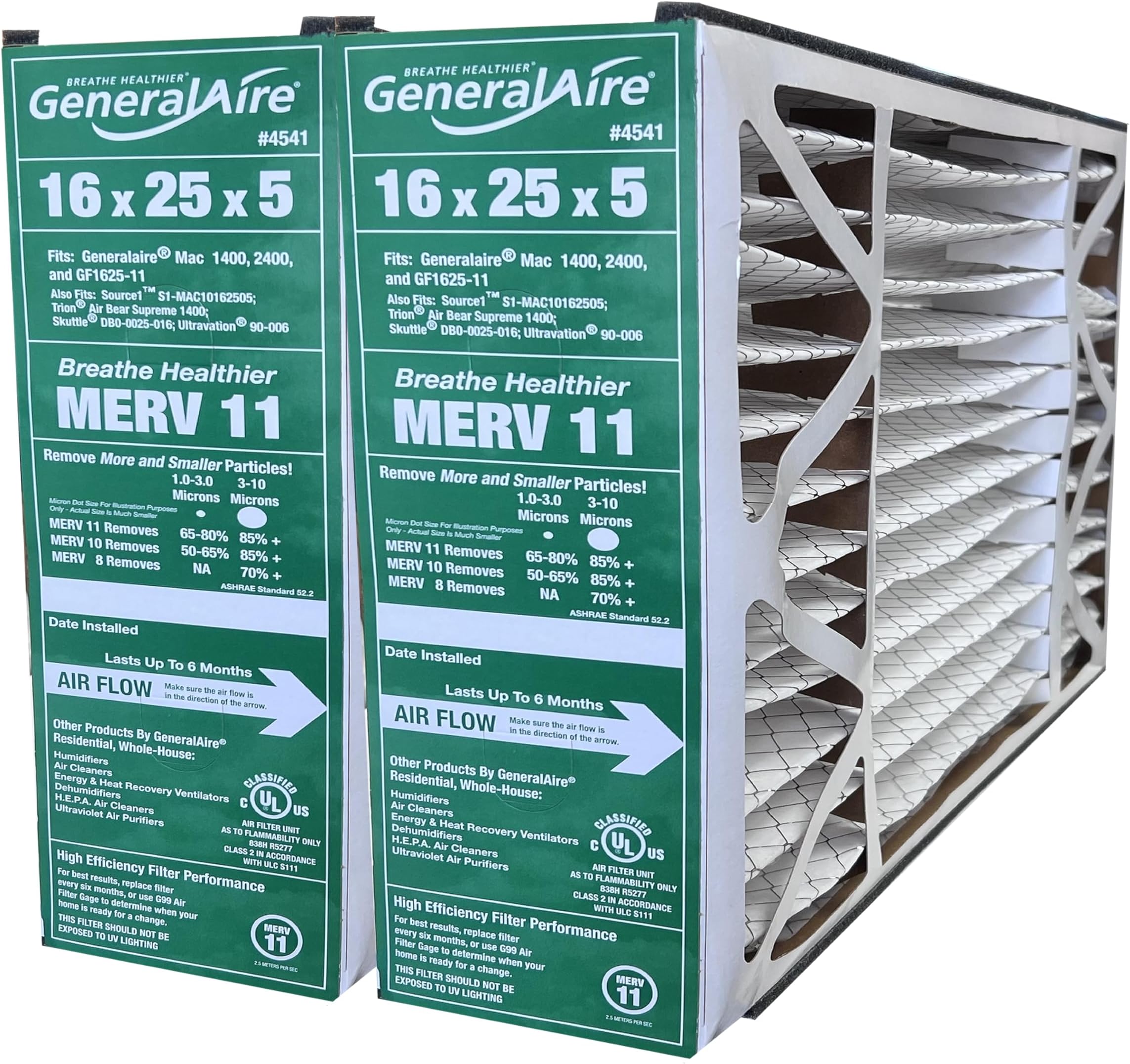 GeneralAire 4541 Furnace Filter | Actual Size 15 5/8" x 24 3/16" x 4 15 ...