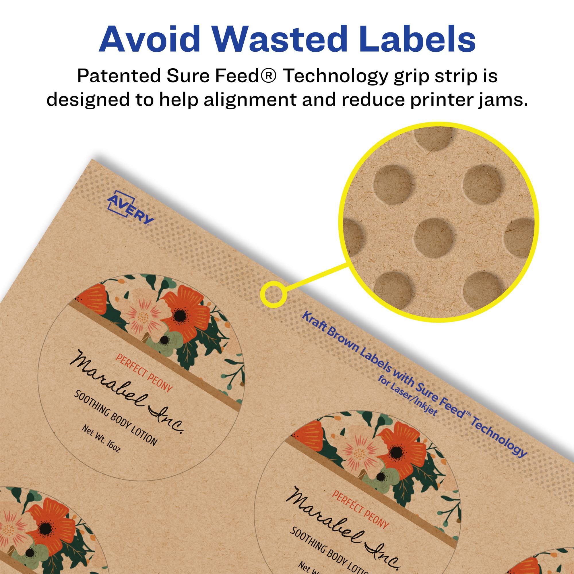 Snapklik.com : Kraft Brown Round Labels, Sure Feed Technology, 2 ...