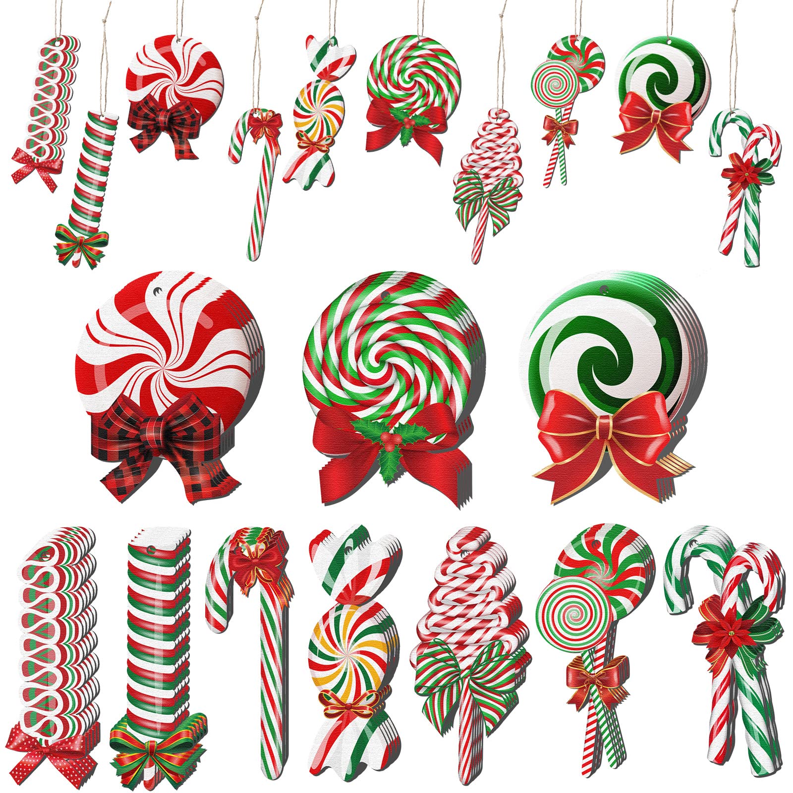 Amazon.com: 60 Pcs Christmas Candy Ornaments Candy Cane for Christmas ...