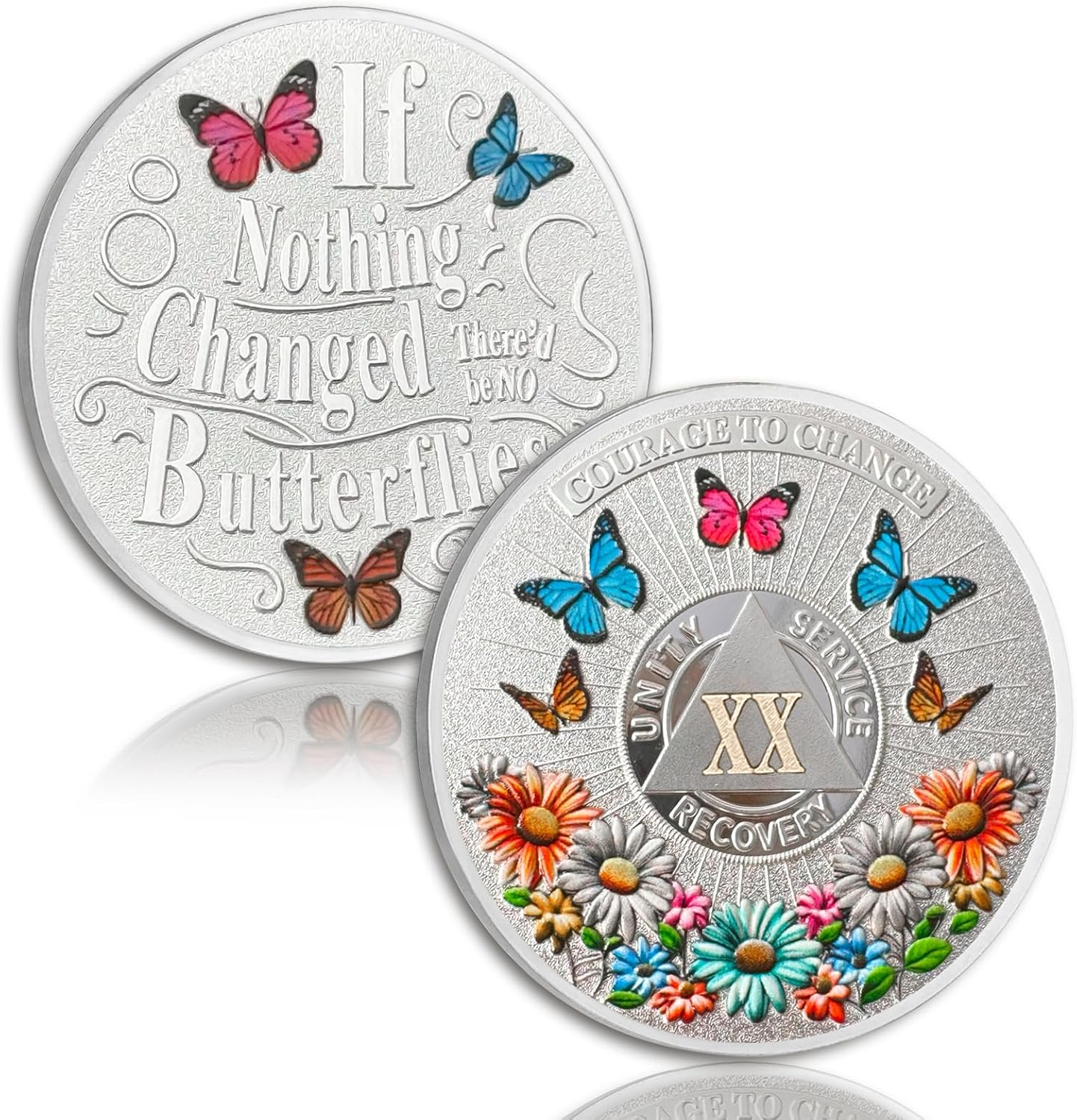 Amazon.com: Colorful Sunflower 20 Year Sobriety Coin Butterfly Twenty ...