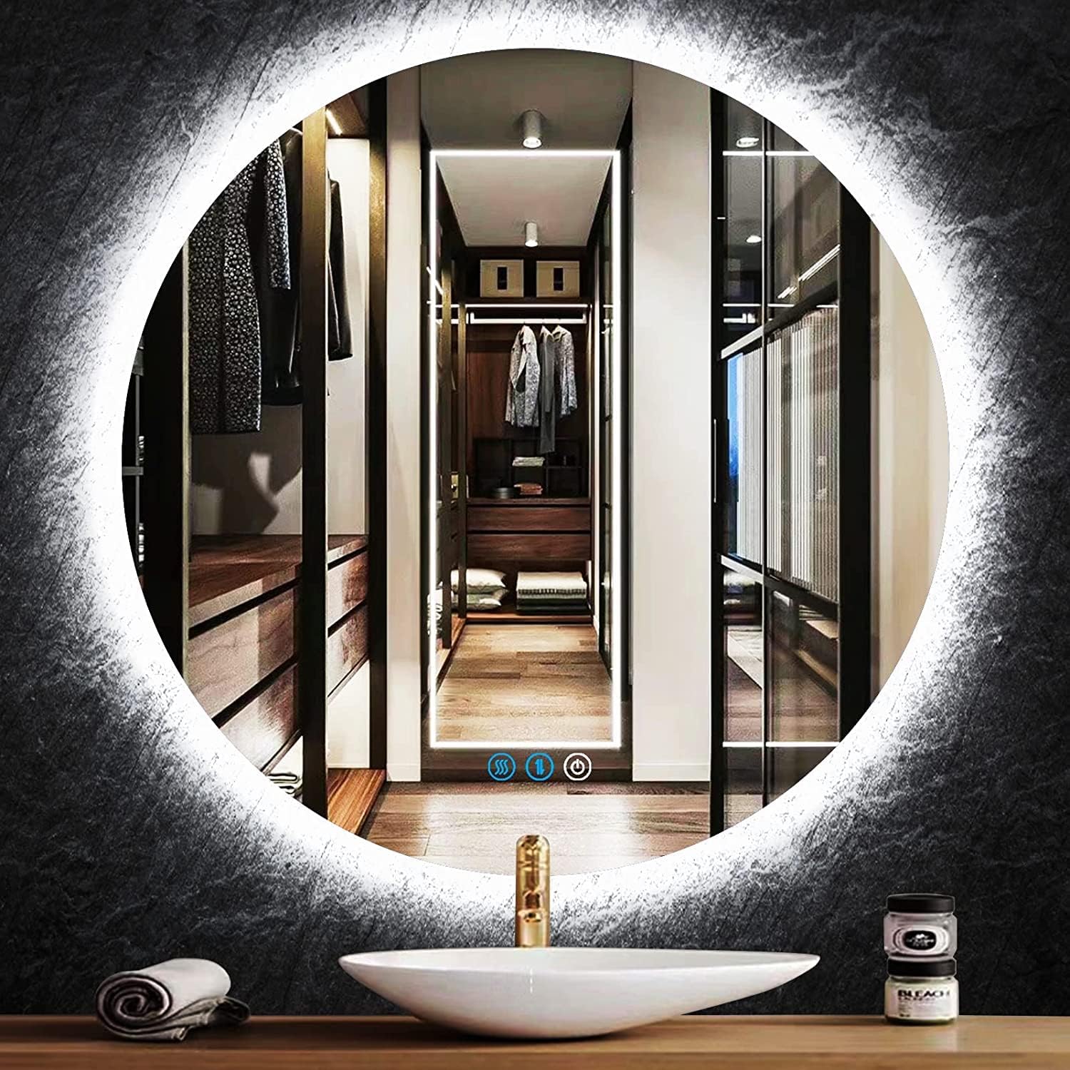 Amazon.com: THEKLA 40inch Large Backlit Bathroom Round LED Mirror Round ...