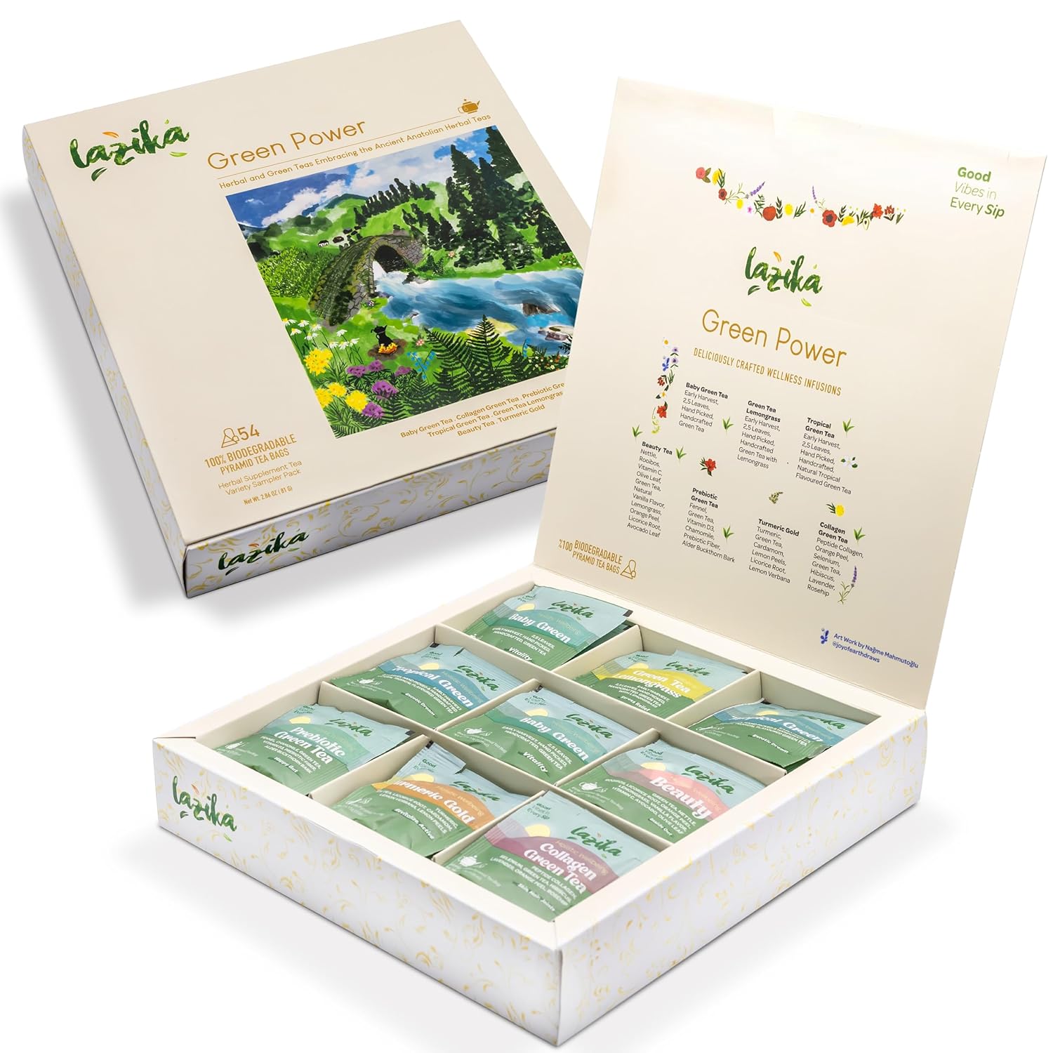 Amazon.com : Lazika Herbal Tea Variety Pack, Green Power Tea Assortment ...