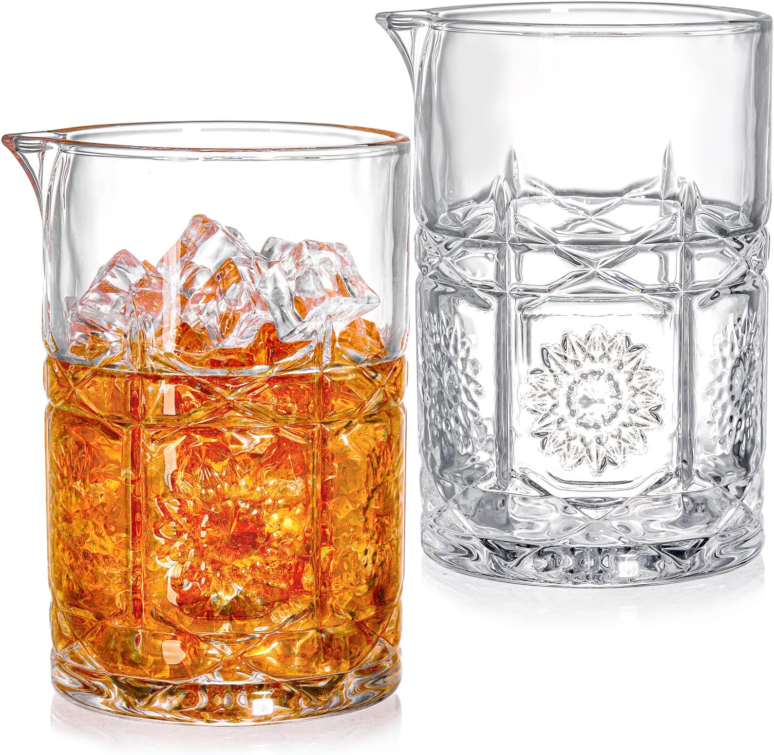 Coloch 2 Pack Crystal Cocktail Mixing Glasses, 22 Oz/ 650ml Vintage Bar ...