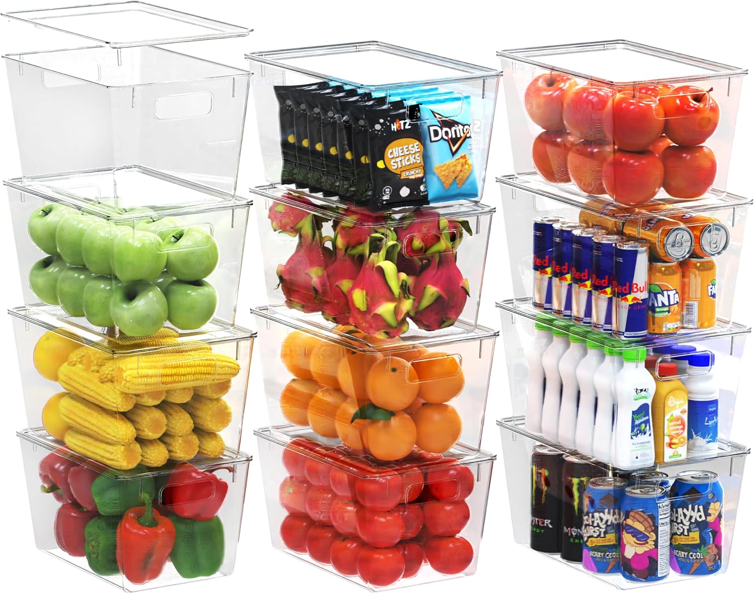 Amazon.com: YAN & HIN 12pcs/ Set Clear Large Storage Bins with Lids ...