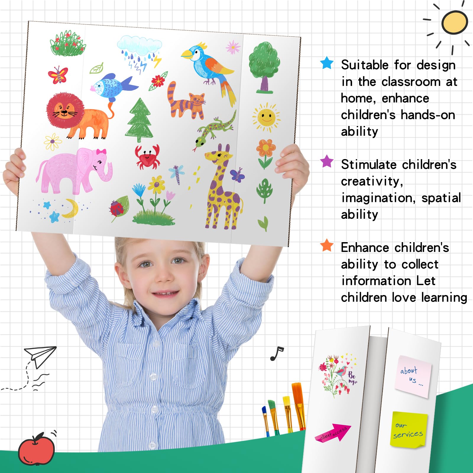 Snapklik.com : 50 Pack Trifold Poster Board, 21.5" X 14" Double Sided ...