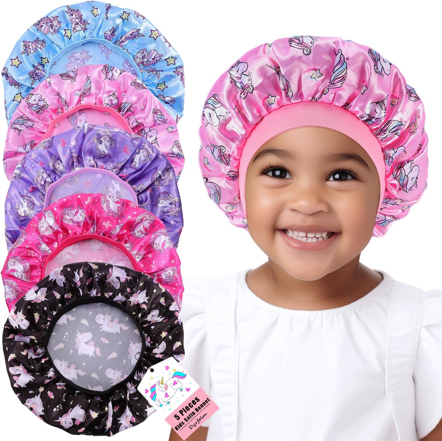 Amazon.com : PLMMOUT 3 PCS Kids Satin Bonnets,Hair Bonnets for Sleeping ...