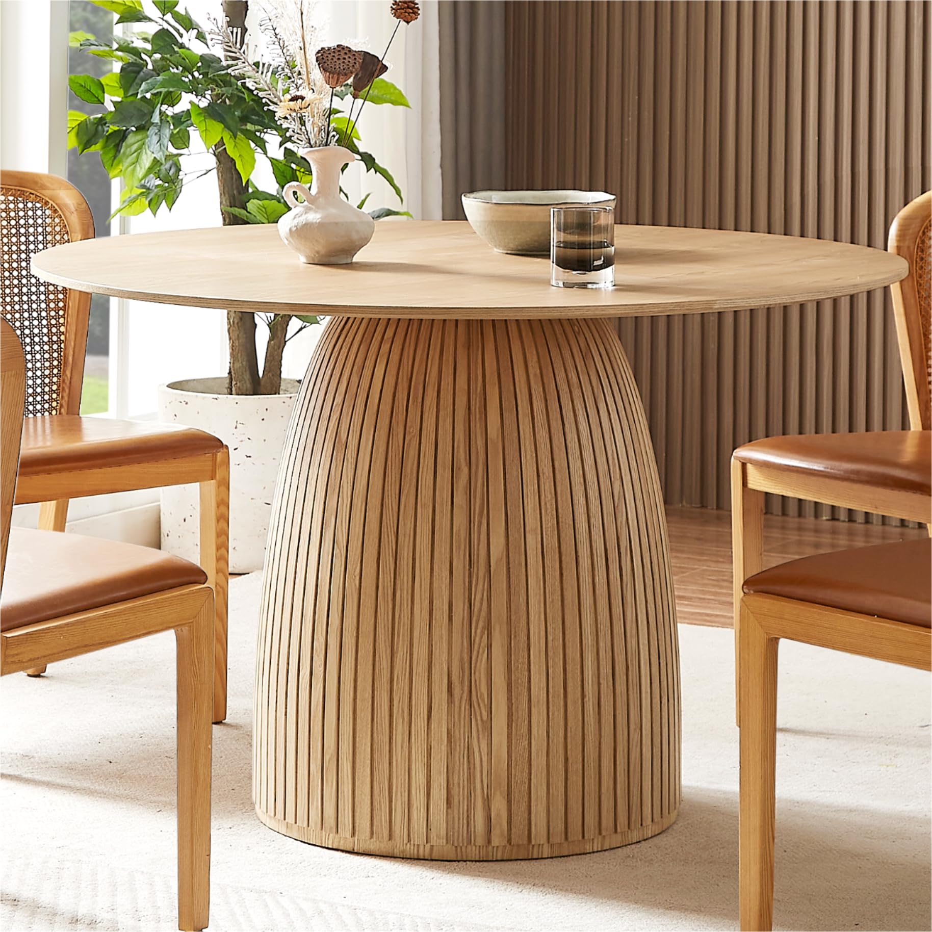 Amazon.com - KEVINSPACE 47.24" Round Dining Table Modern Wood Kitchen ...