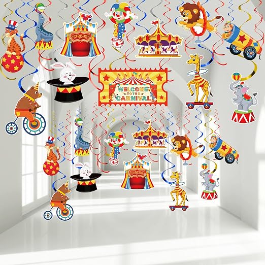 Amazon.com: Zonon 36 Pcs Carnival Hanging Swirl Decoration Colorful ...
