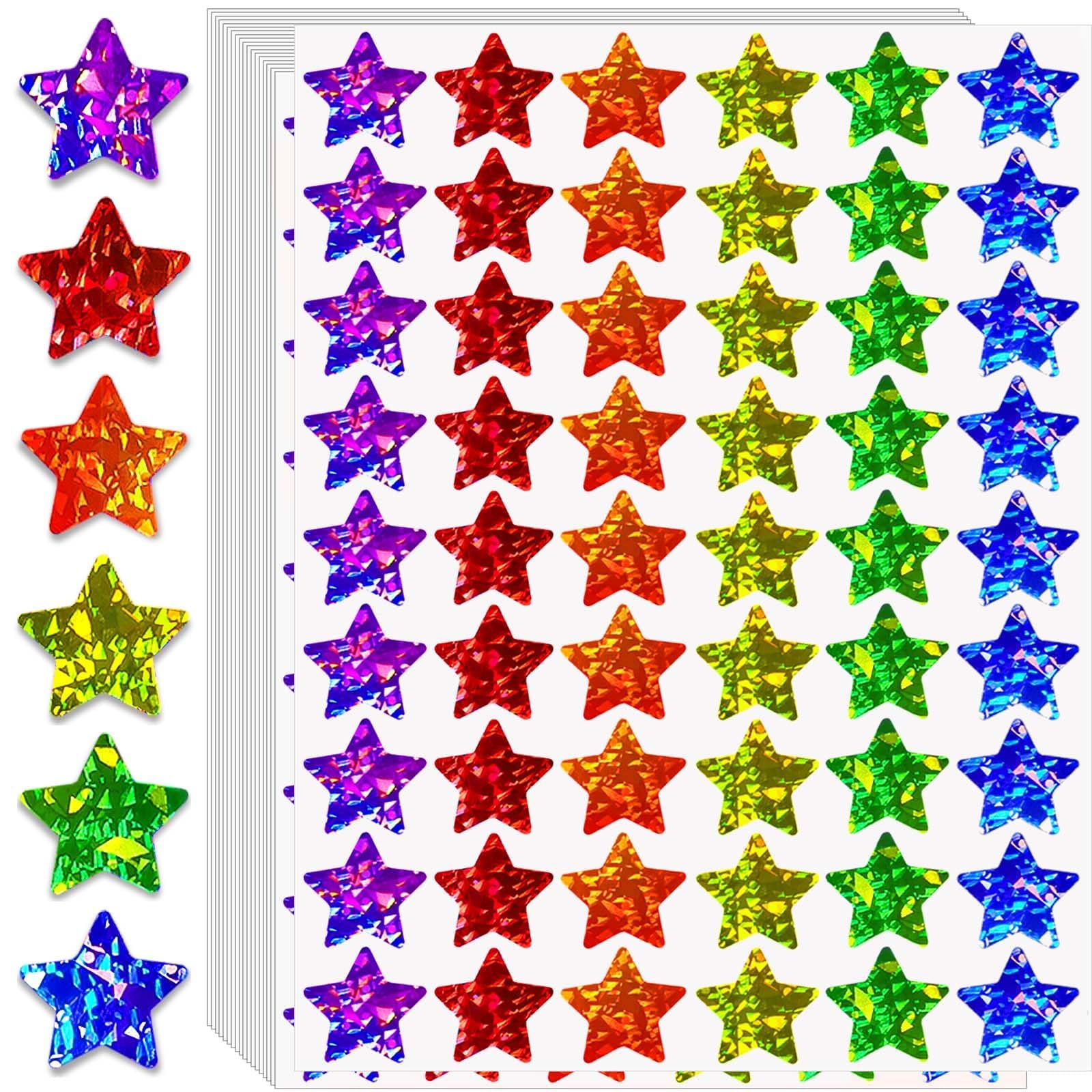 Amazon.com: 1728 Pcs Holographic Rainbow Star Stickers for Kids Reward ...