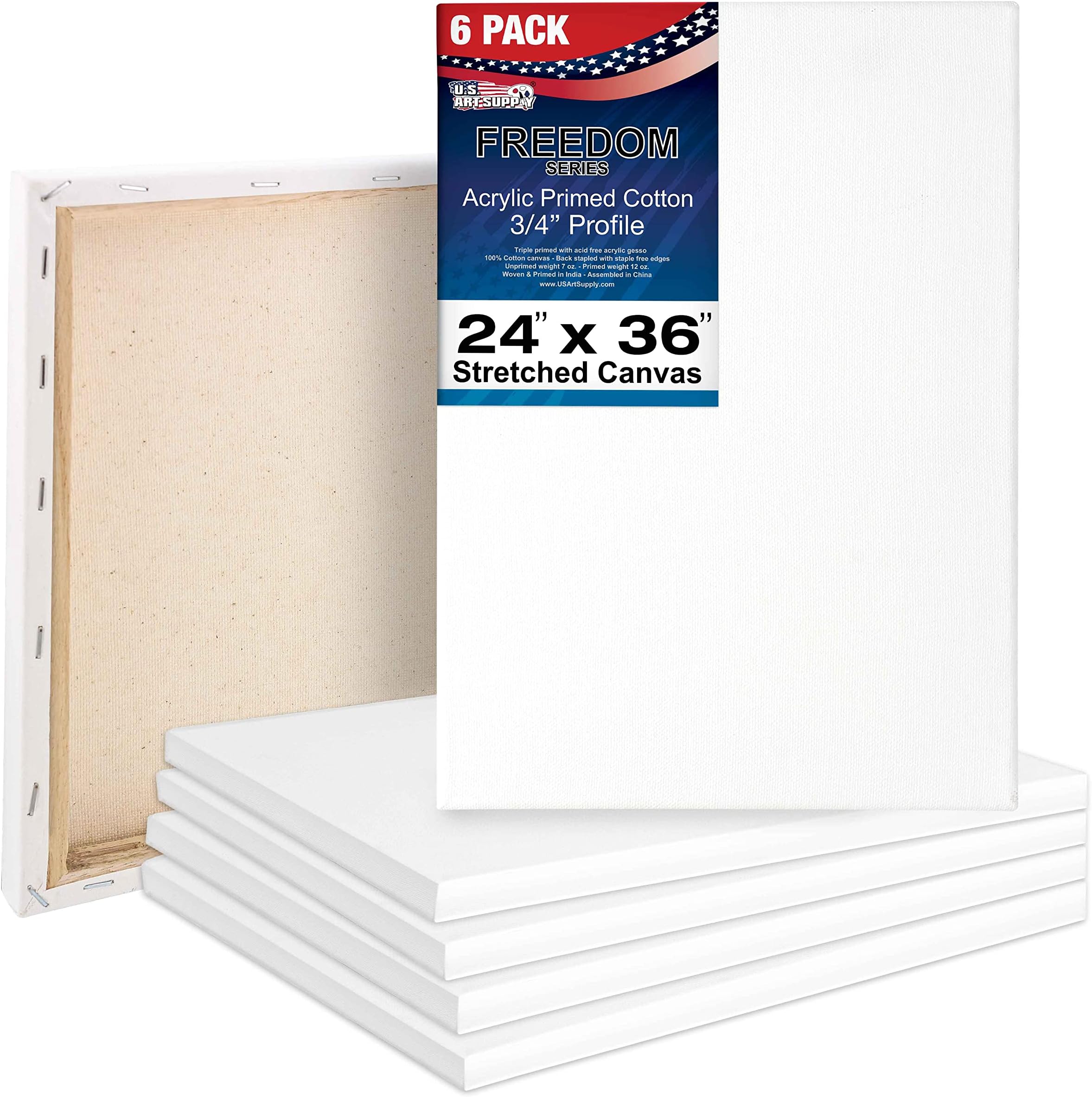 Amazon.com: U.S. Art Supply 36 x 48 inch Stretched Canvas 12-Ounce ...