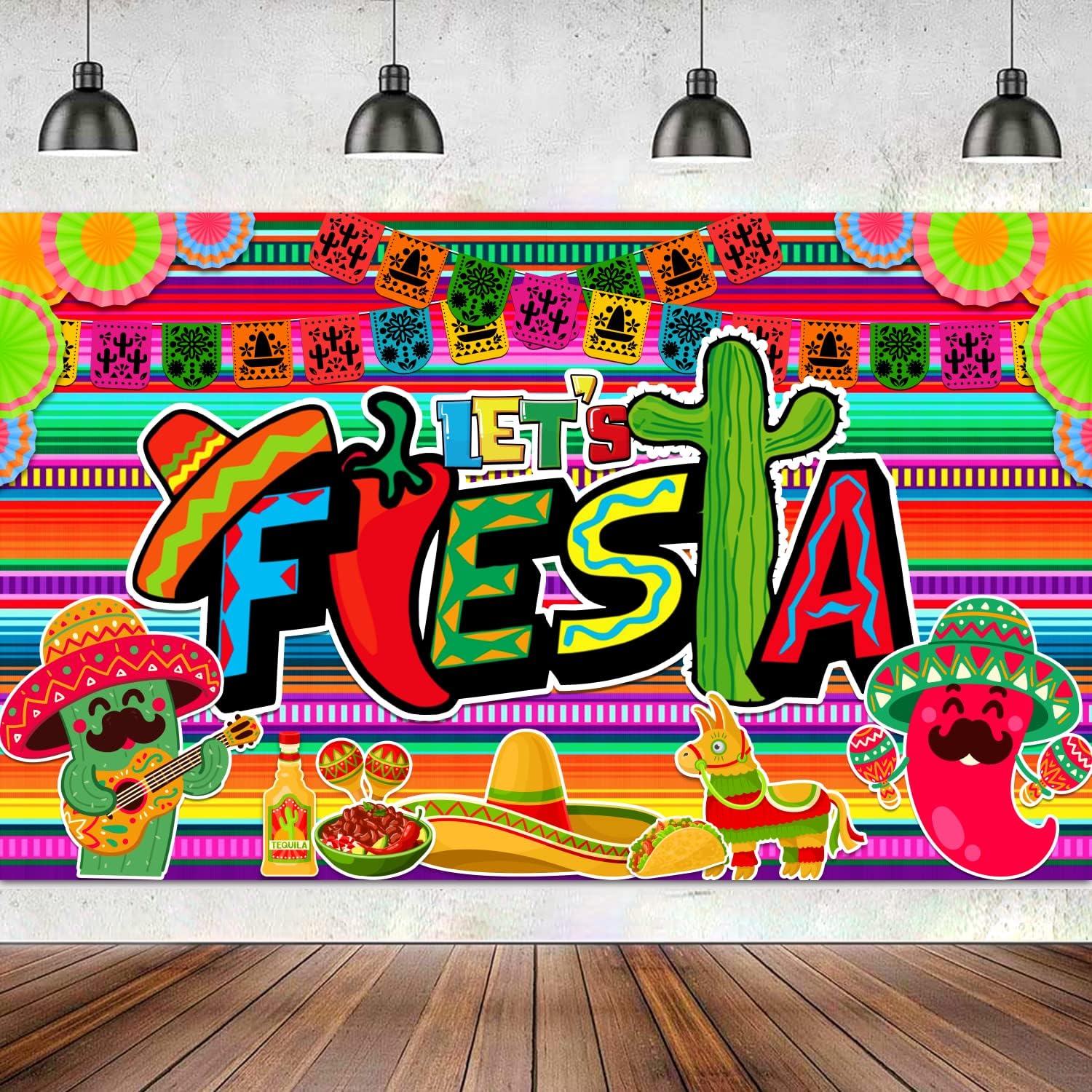 Amazon.com: Mexican Fiesta Party Decorations, Large 71" X 43" Let's ...