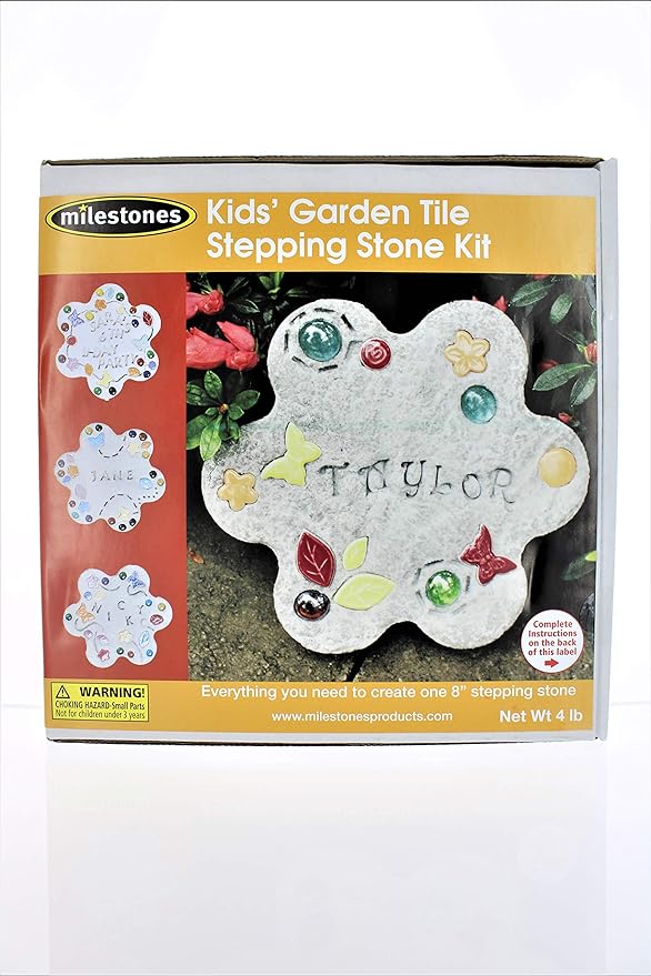 Amazon.com: Milestones Kids Garden Tile Stepping Stone Kit, Multi-Color ...