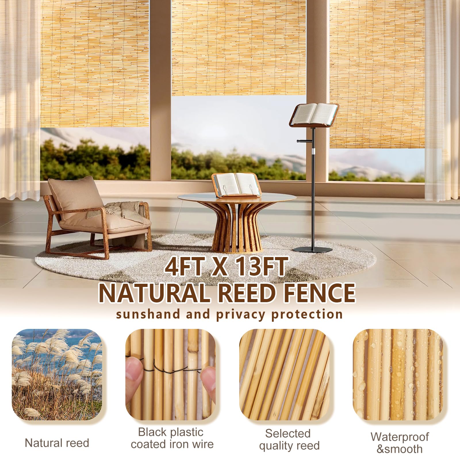 Natural Reed Fencing, Reed Screen Curtain Eco-Friendly for Garden ...