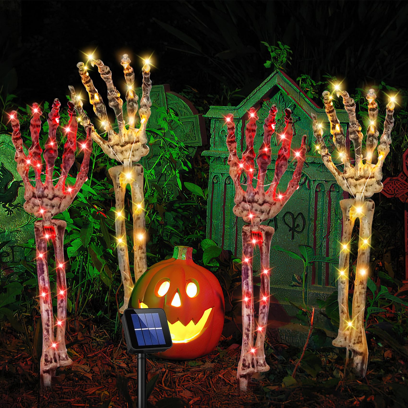 Amazon.com: Solar Halloween Decorations,4 Pack Solar Powered Glowing ...
