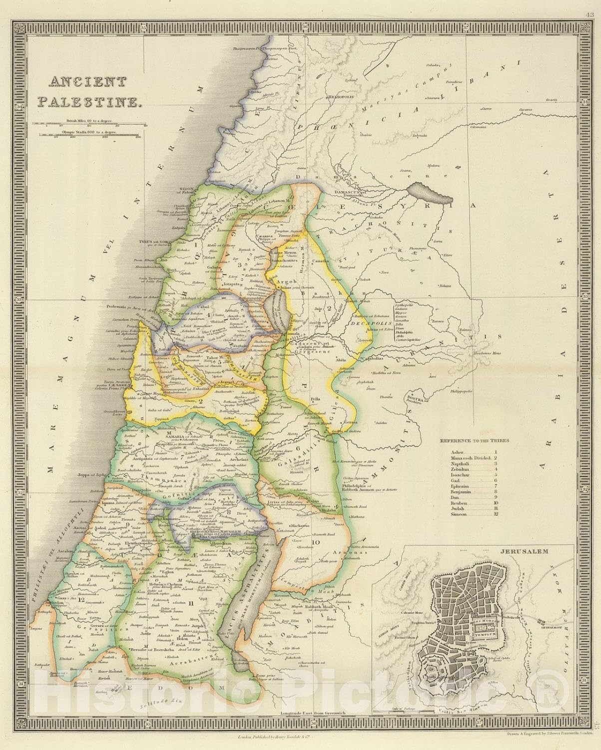 Amazon.com: Mapa histórico: 1844 Palestina antigua. - Arte de pared ...