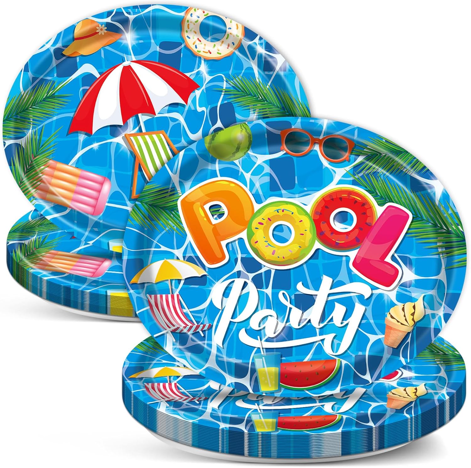 Amazon.com: Lonfliness 50PCS Swimming Pool Oval Paper Plates Large ...