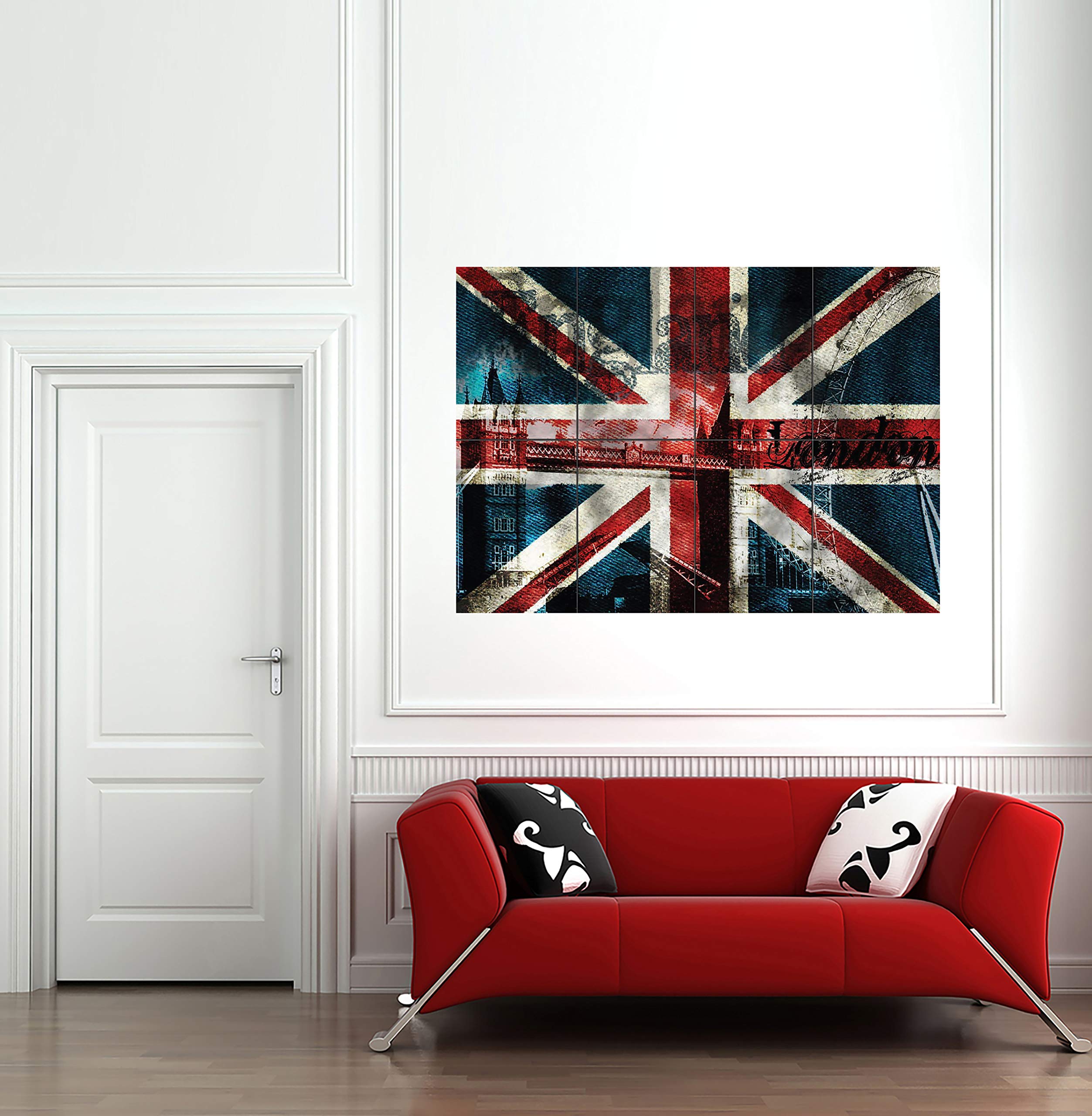 Union Jack Wall Decal Vintage Union Jack Wallpaper Red Blue Distressed