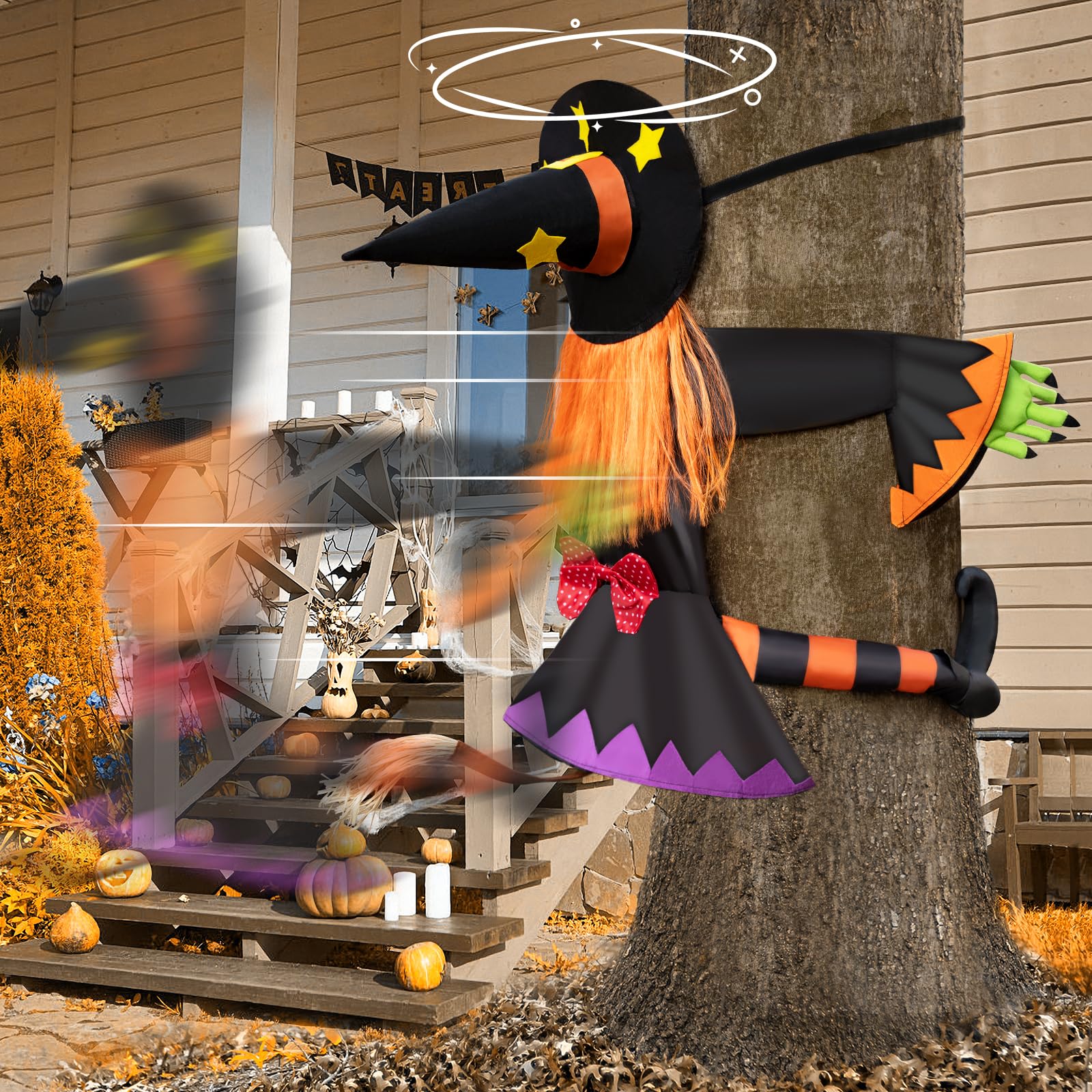 Amazon.com : Halloween Outdoor Decorations Witch Decor Crashed Witch ...