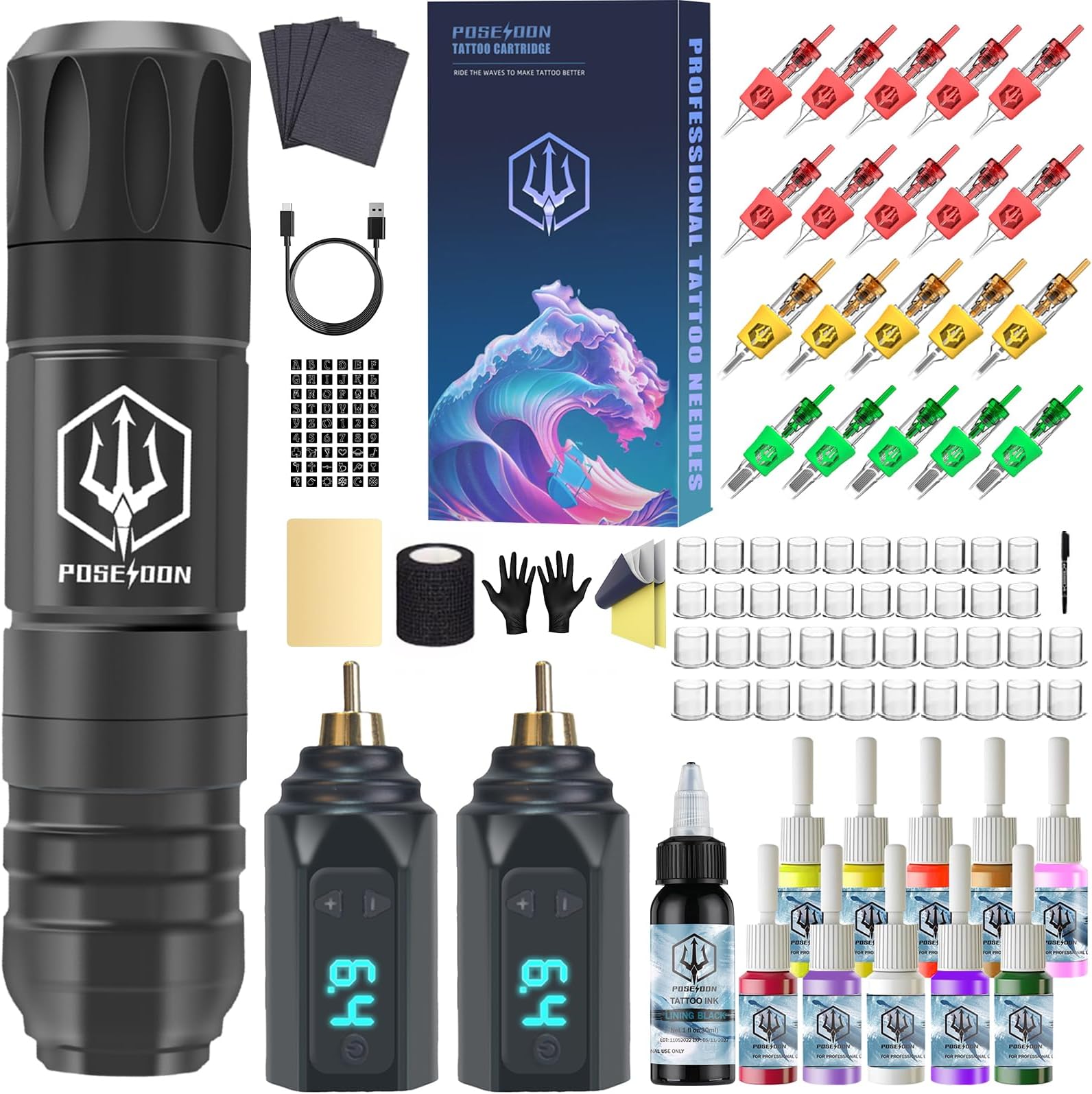 Amazon.com: POSEIDON Tattoo Gun Kit - Wireless Tattoo Pen Kit Tattoo ...