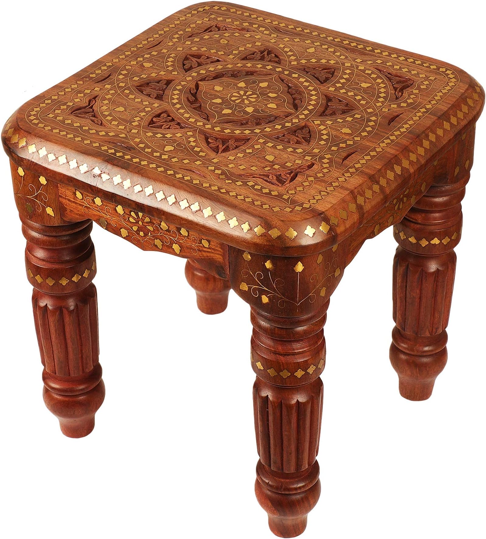 JAE Furniture Woven Stools in Sheesham Wood | Cotton-Jute Rope | Wooden ...