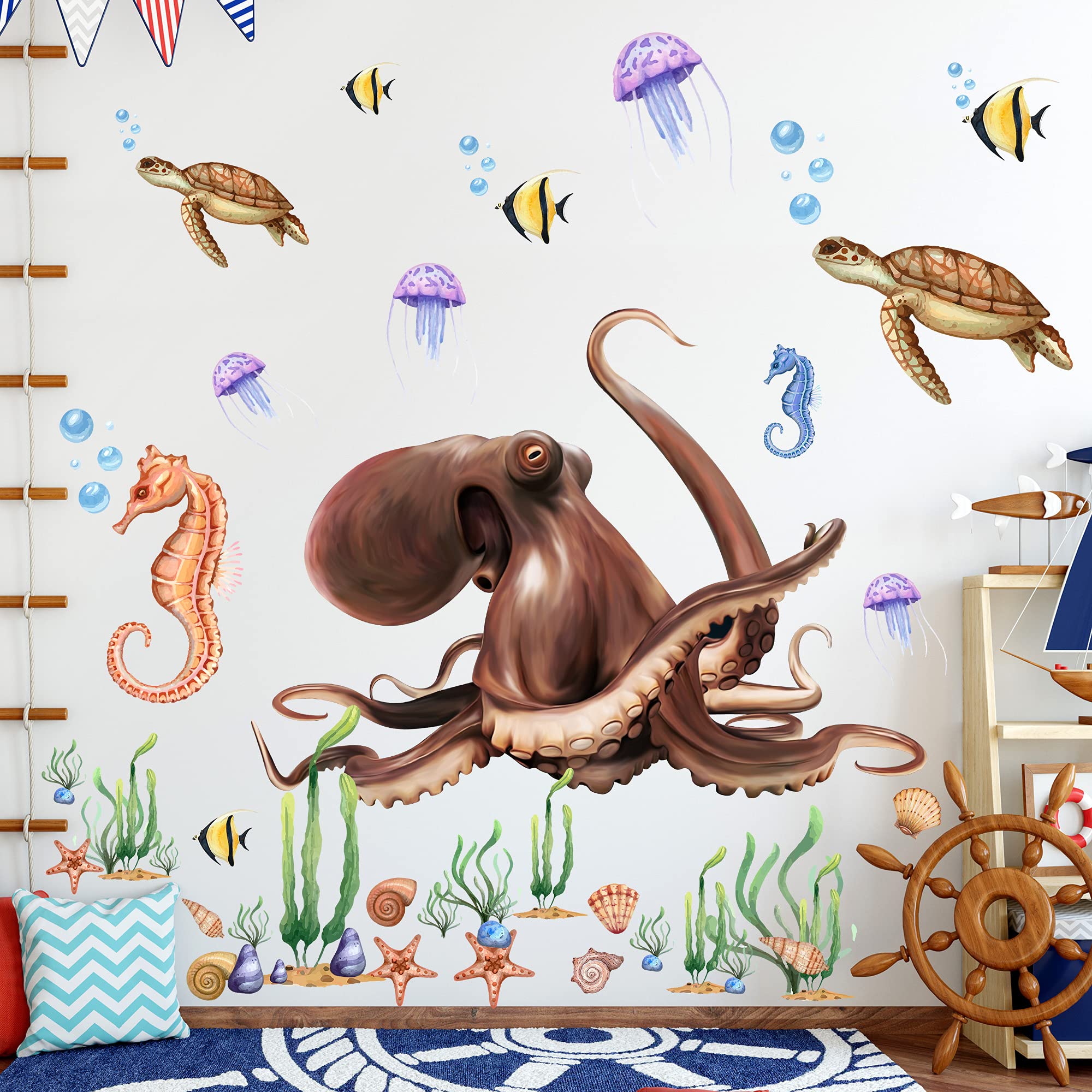 Amazon.com: RAINBOW WSK Large Octopus Wall Decals Ocean Creature ...
