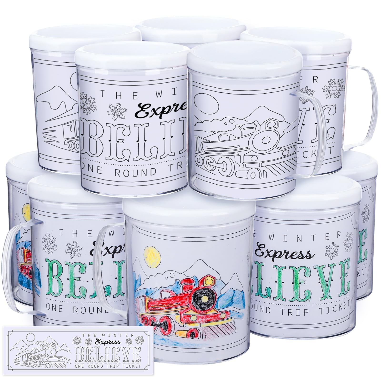 Amazon.com: Nitial 12 Pcs DIY Winter Express Cocoa Mugs Bulk 8 oz ...