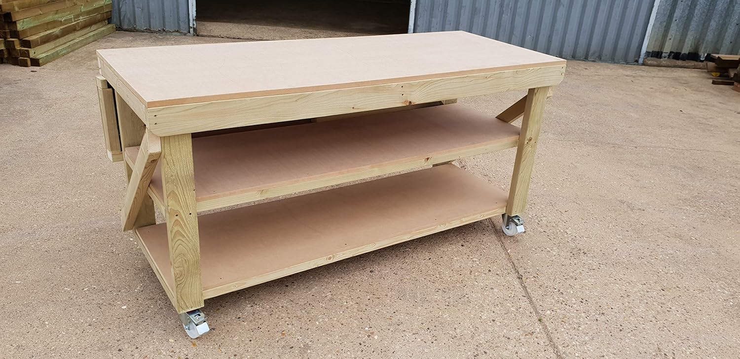 Buy Wooden MDF Workbench With Extendable Working Surface Two Shelves ...