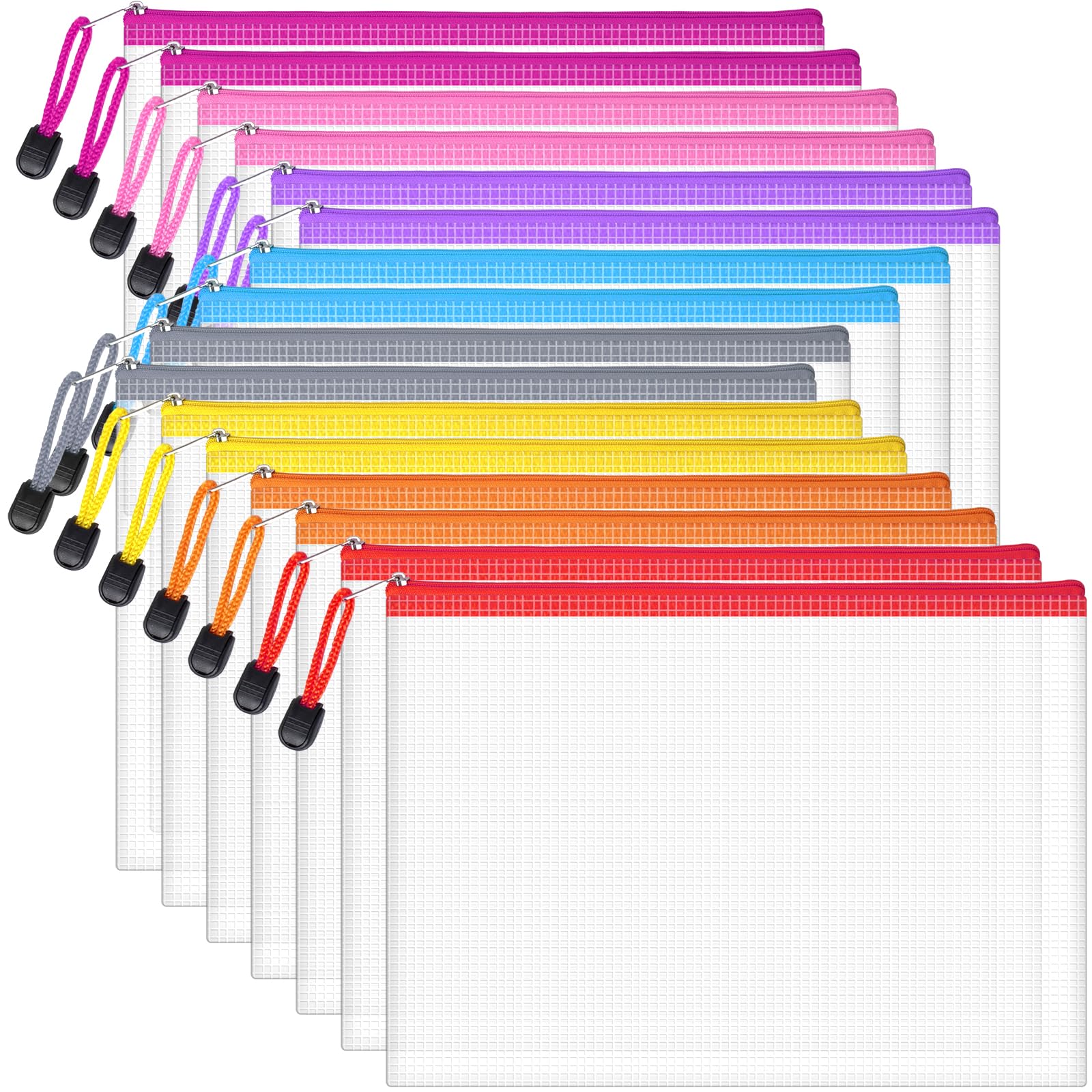 A5 Plastic Wallets, 16 Pack Document File Folder Zipper Pockets Zip ...