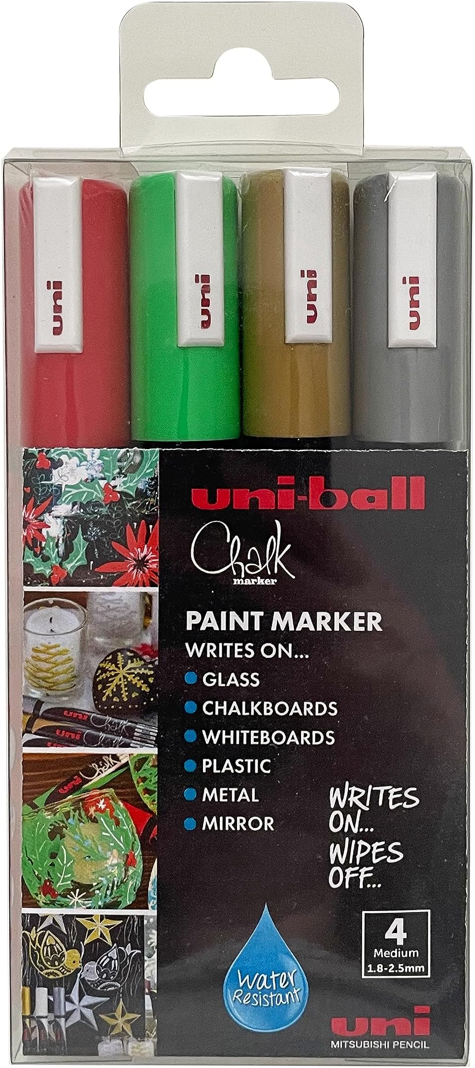 uni-ball PWE-5M Liquid Chalk Pens. Multi-Purpose Wipeable Coloured ...