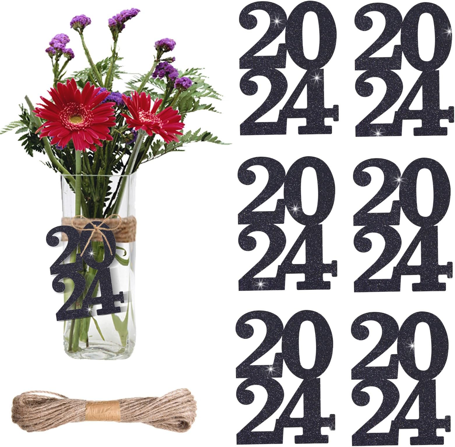 Amazon.com: Black Glitter Graduation Cutouts 2024 Party Centerpiece ...