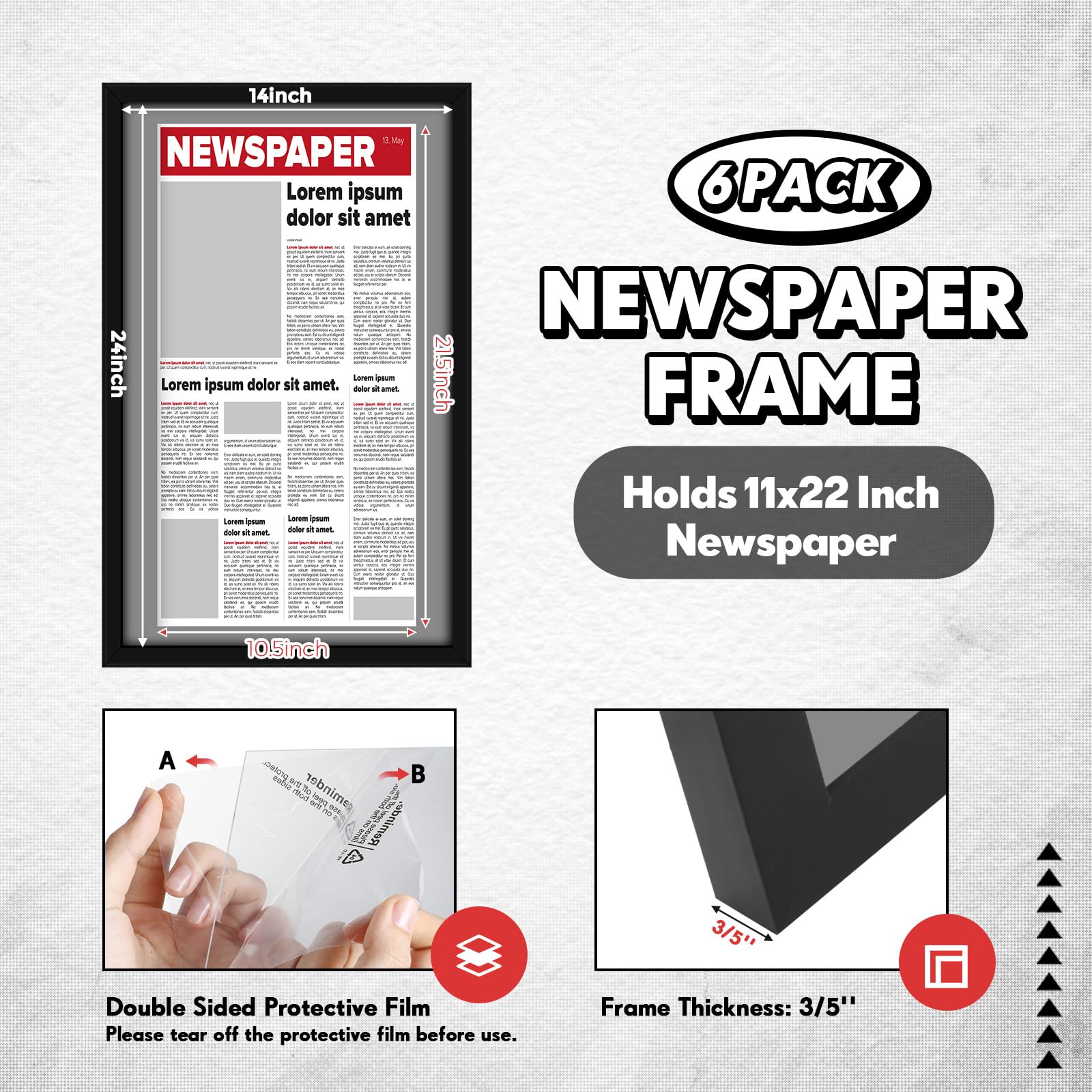 Snapklik.com : DoubleFill 6 Pcs 11x22 In Newspaper Frame