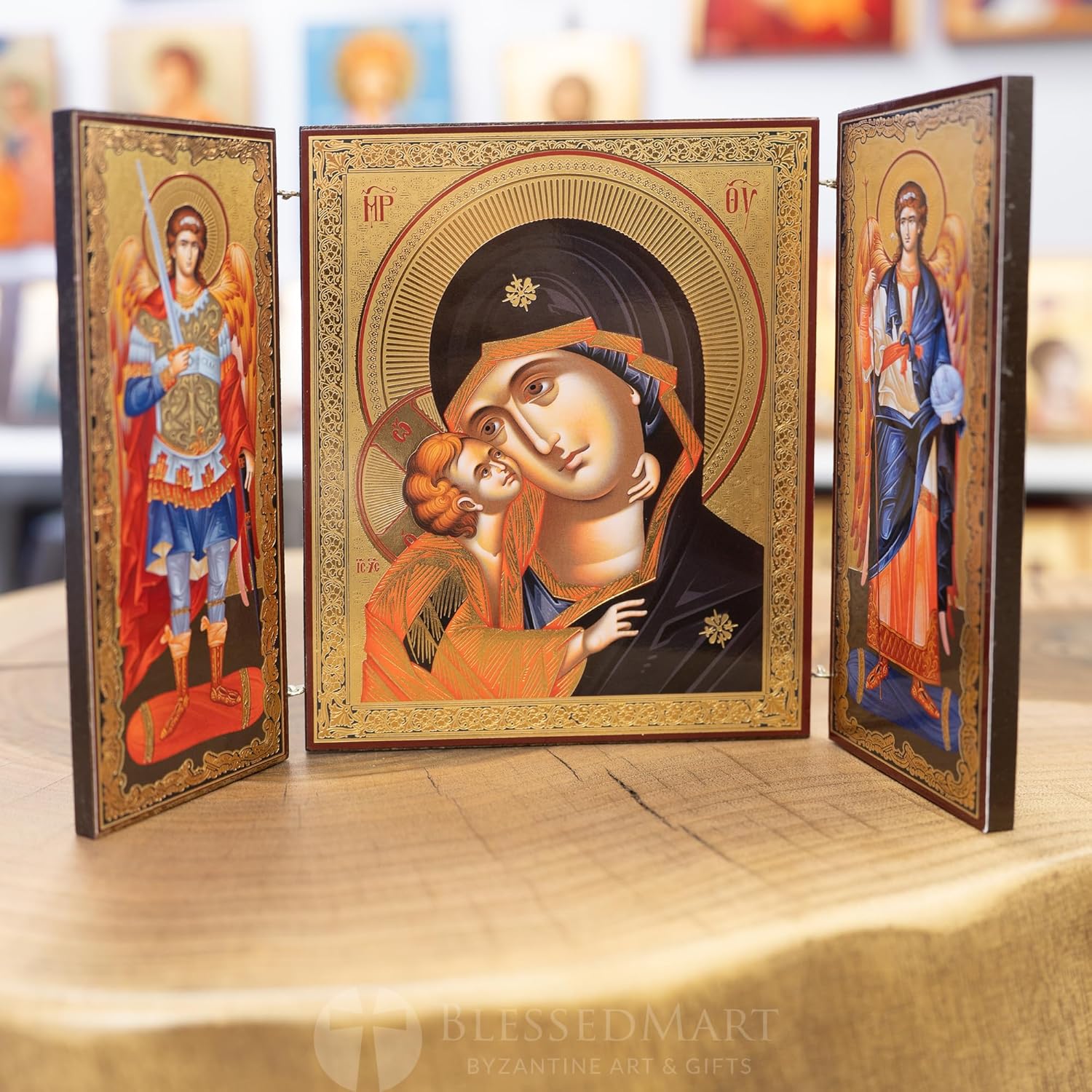 Orthodox Folding Icon – Theotokos Sweet Kissing Triptych – Byzantine ...