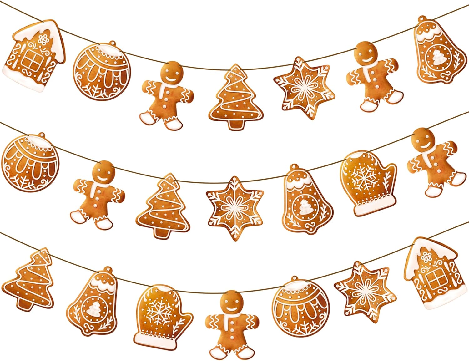 Amazon.com: 3pcs Christmas Gingerbread Banners Gingerbread Snowflake ...