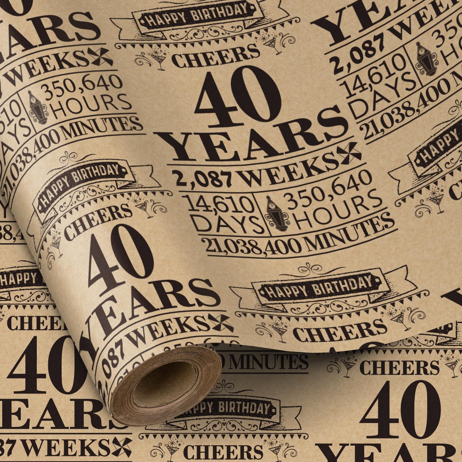 Amazon.com: RUSPEPA Birthday Wrapping Paper Roll, Mini Roll, Black 40 ...
