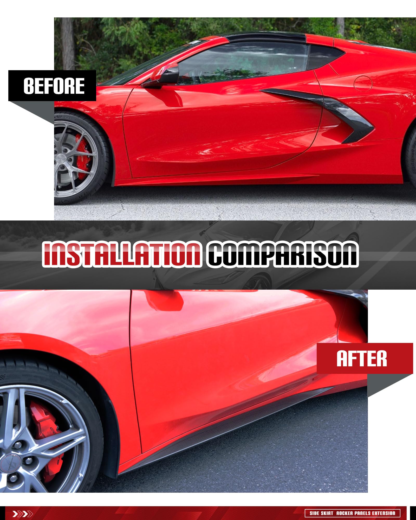 Snapklik.com : Etesan Real Carbon Fiber Side Skirt Fit For Corvette C8 ...