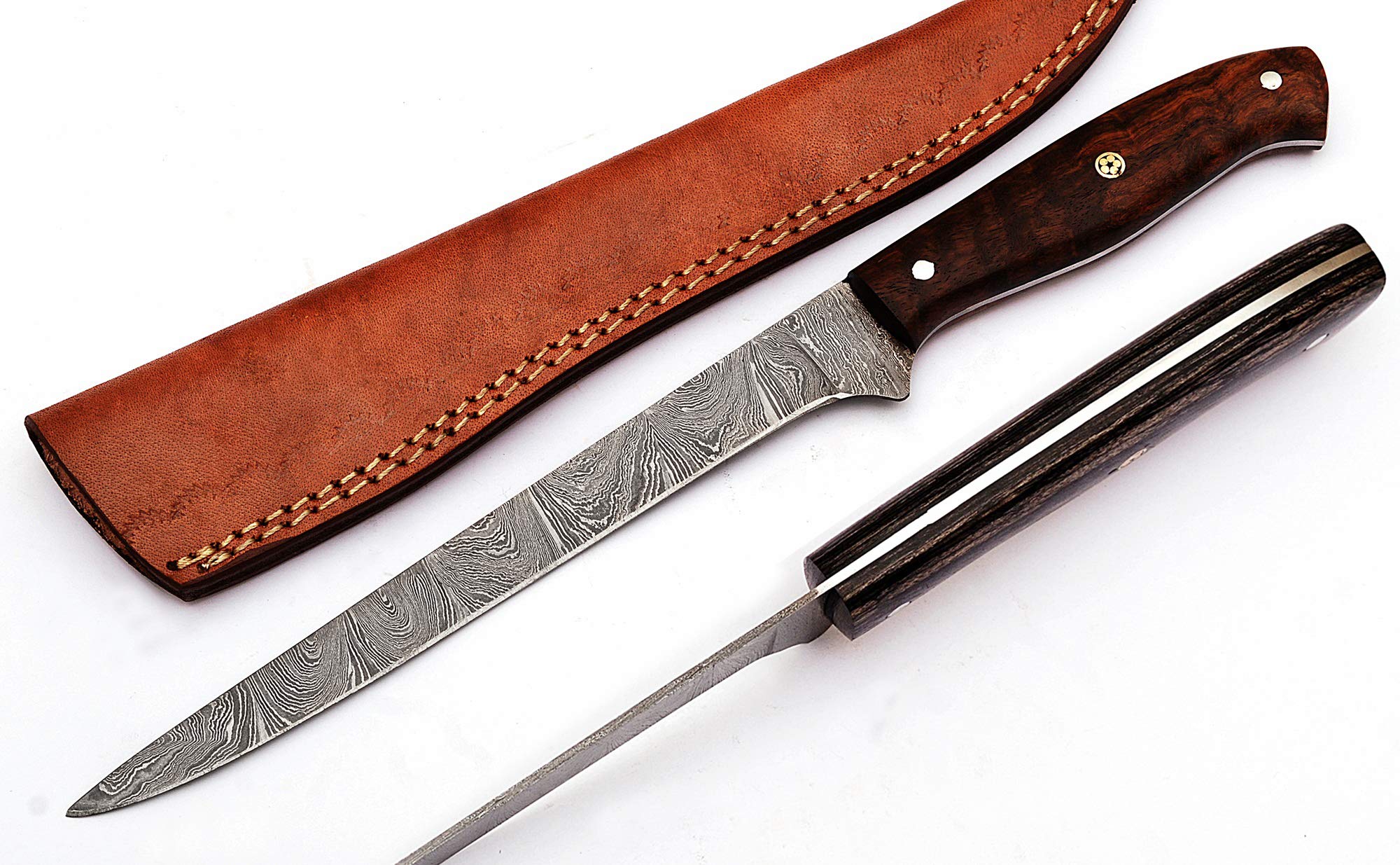 Amazon.com: HM TRADING Custom Handmade Damascus Steel Fillet Knife with ...