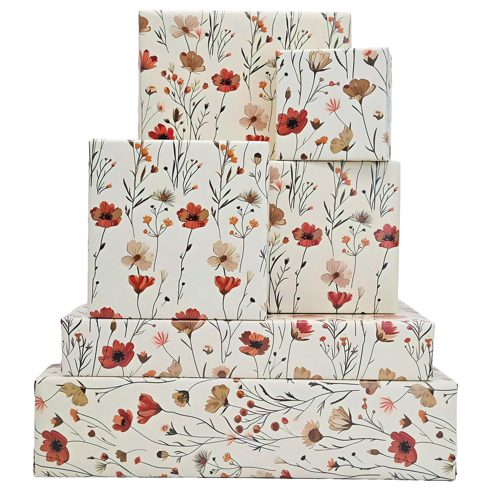 Amazon.com: NARCSCHICHU Wildflower Wrapping Paper FLoral Gift Wrap - 6 ...