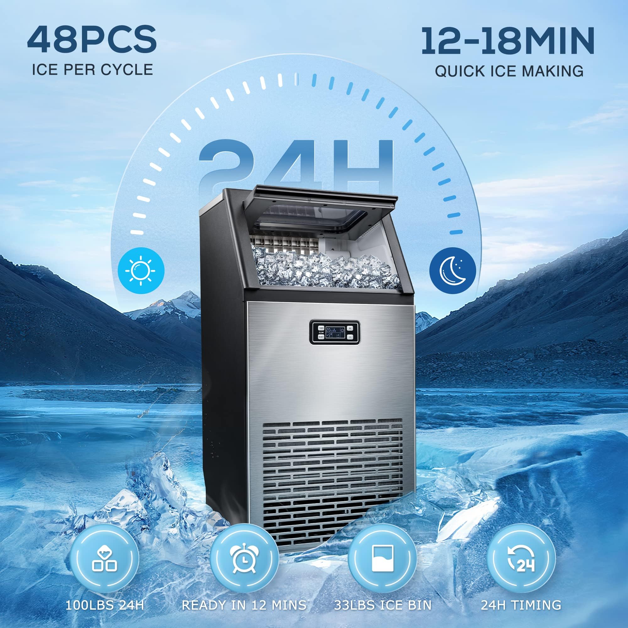 Snapklik.com : Xbeauty Commercial Ice Maker, Self-Cleaning Under ...