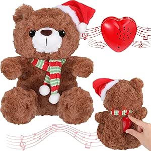 Amazon.com: Jenaai Christmas 11" Voice Recorder Plush Toy Set Bear ...